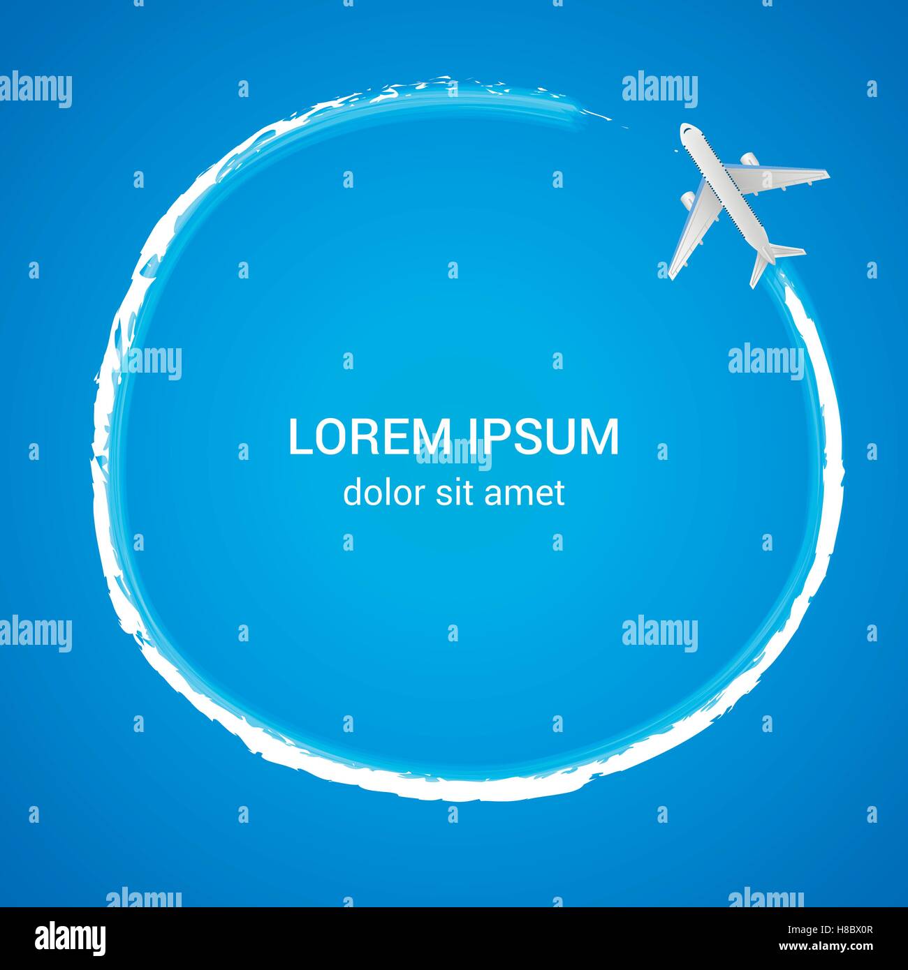 Airplane flight. Round trajectory with text. Travel time. Summer ...