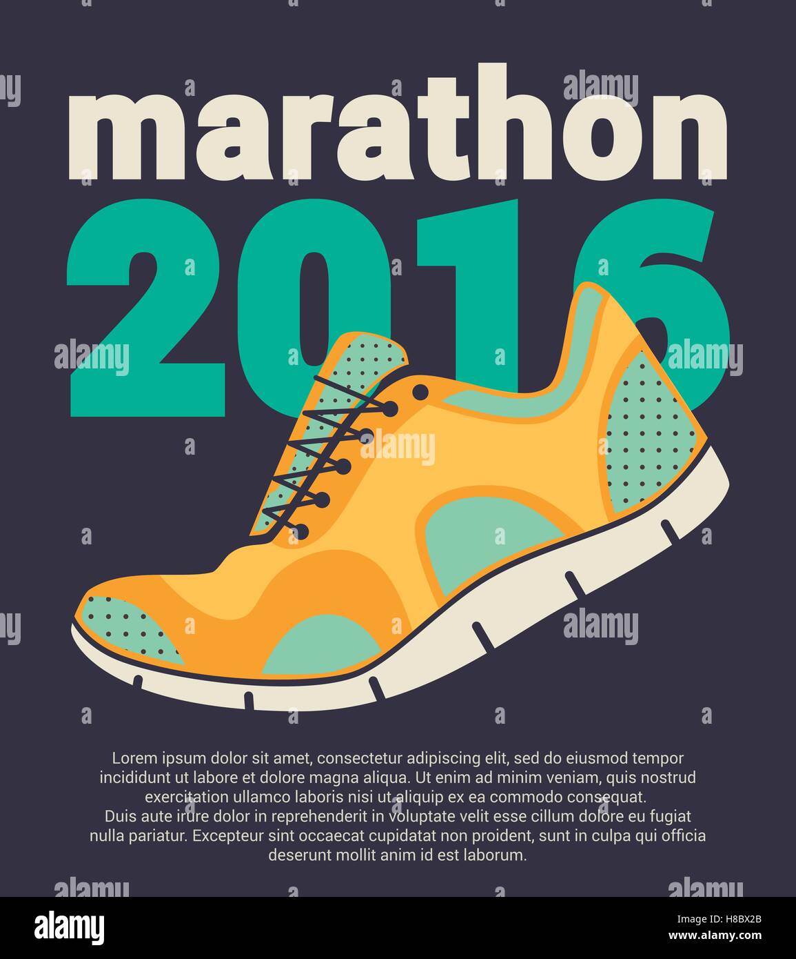 Marathon 2016. Running marathon poster. Colorful poster with running ...