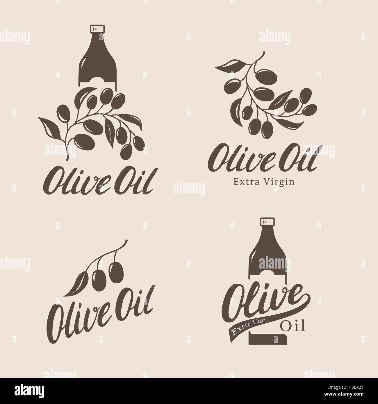 Olive oil labels and design elements. Lettering logos Stock Vector ...