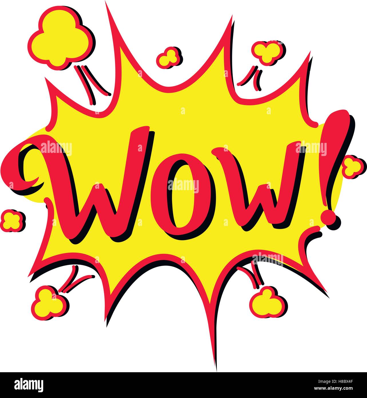 Wow on yellow bubble. Hand draw lettering. Vector illustration Stock ...