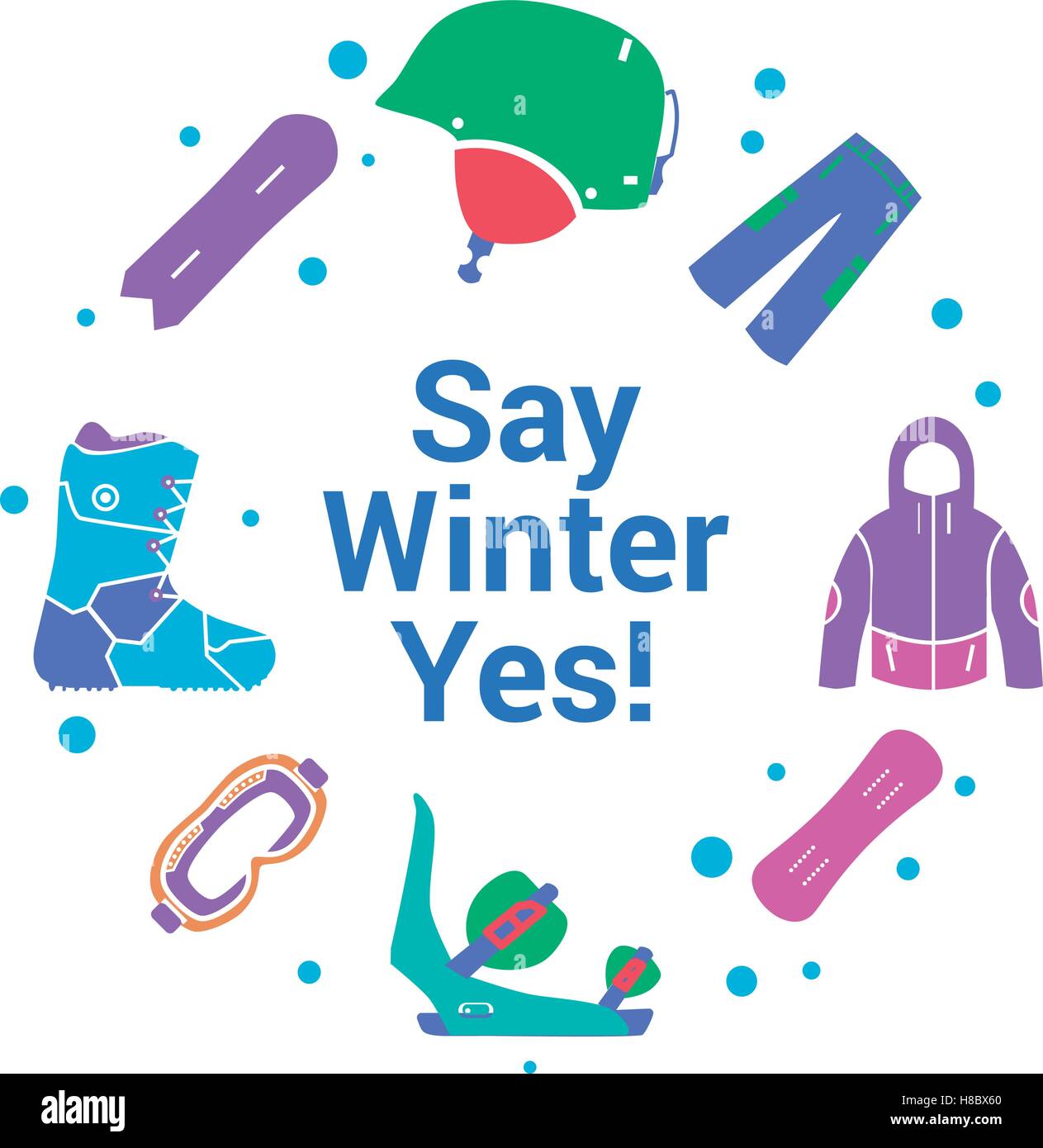Winter activity and equipment flat icons on circle background ...