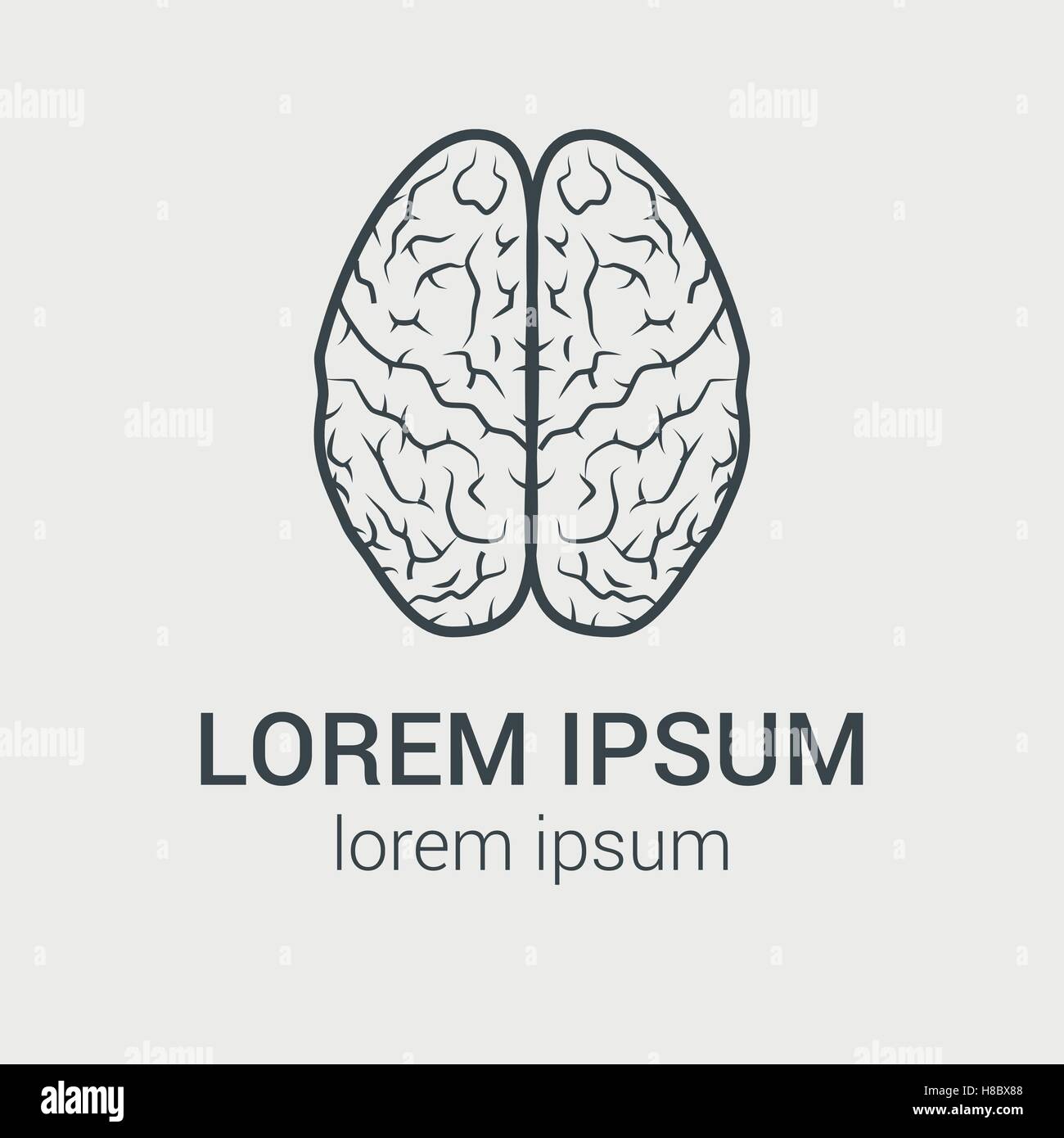 Line vector brain icon on gray background. Single logo with graphic ...