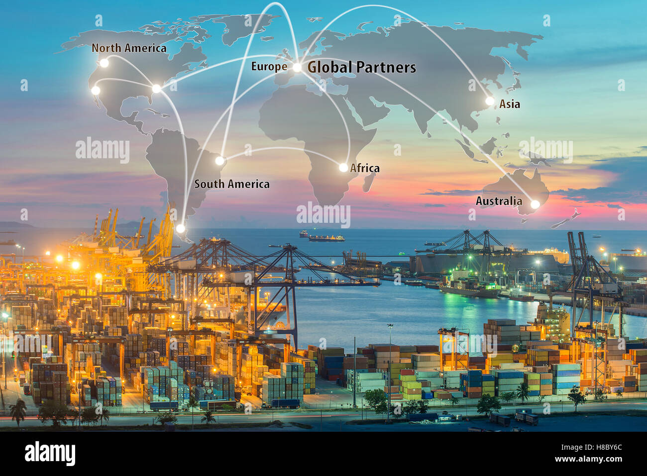 Map global logistics partnership connection of Container Cargo freight ...
