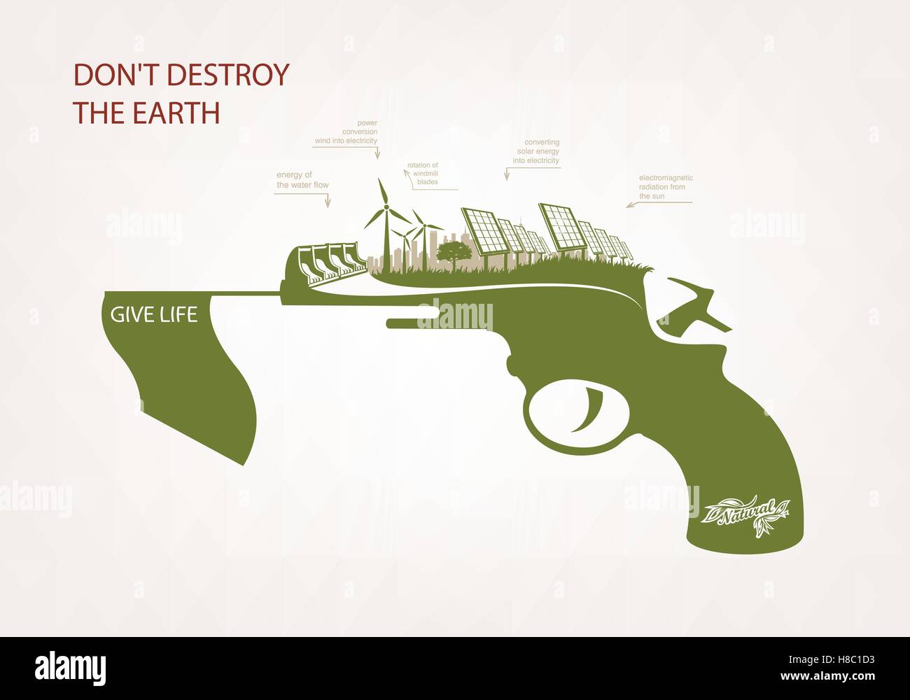 Gun with wind-powered electricity solar panels Stock Vector Image & Art ...