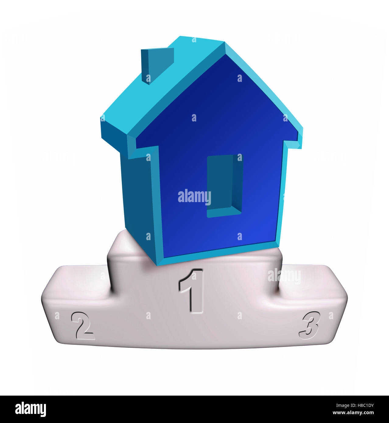 house on the white podium isolated on white background with path Stock ...