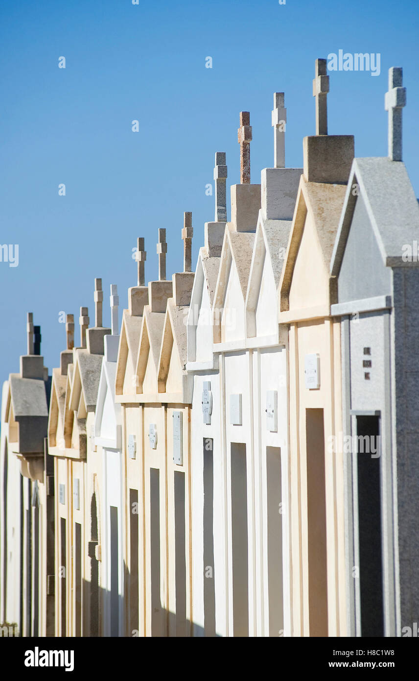 Bonifacio (southern Corsica): seaside cemetery, rows of family vaults ...