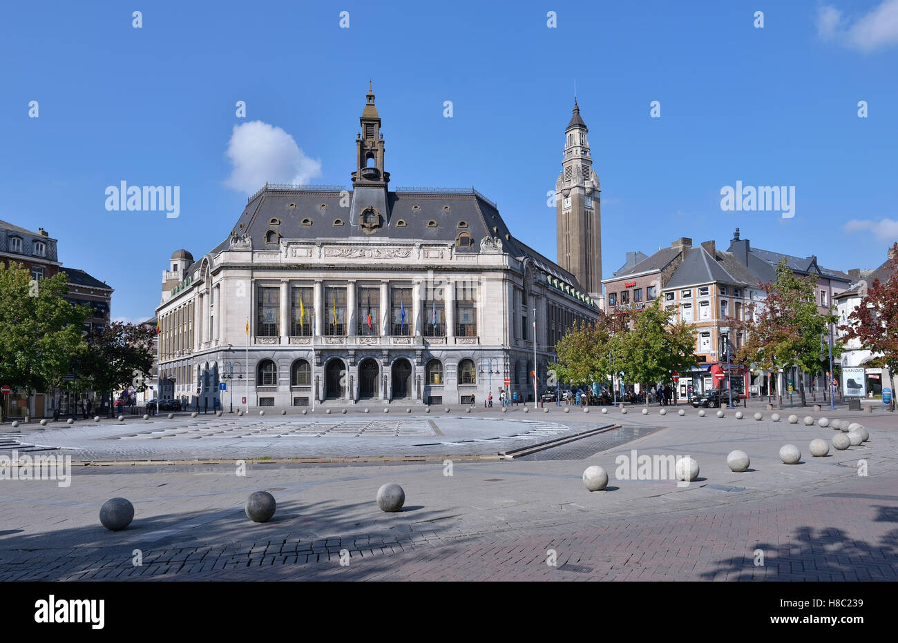 CHARLEROI, BELGIUM-OCTOBER 03, 2014: Historical center of city and city ...