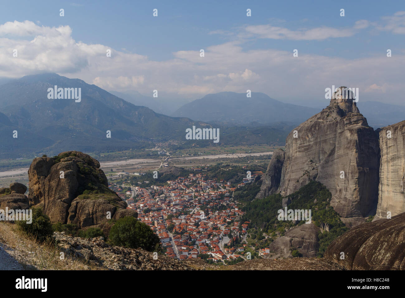 view on Kalabaka town from Meteora, Greece Stock Photo - Alamy