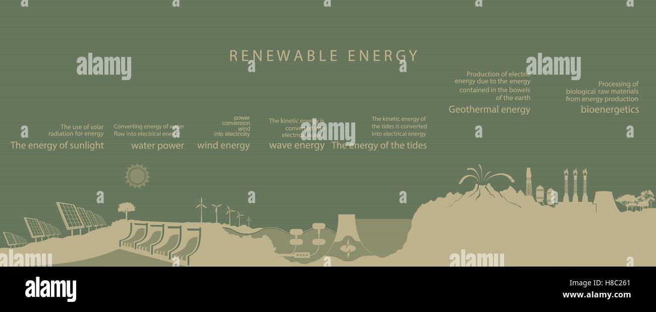 renewable energy in the illustrated examples of infographics Stock ...