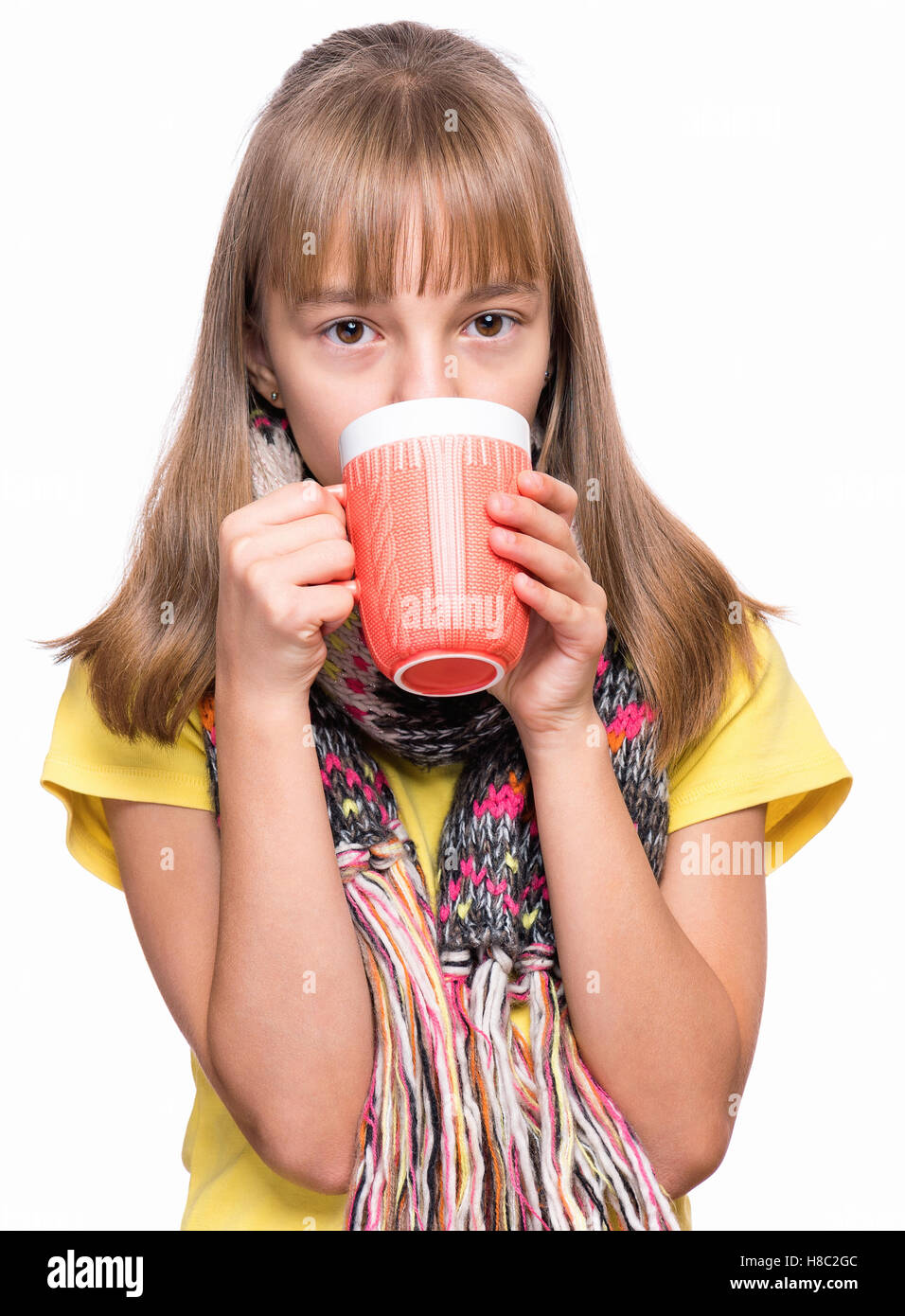 Ill girl with flu Stock Photo - Alamy