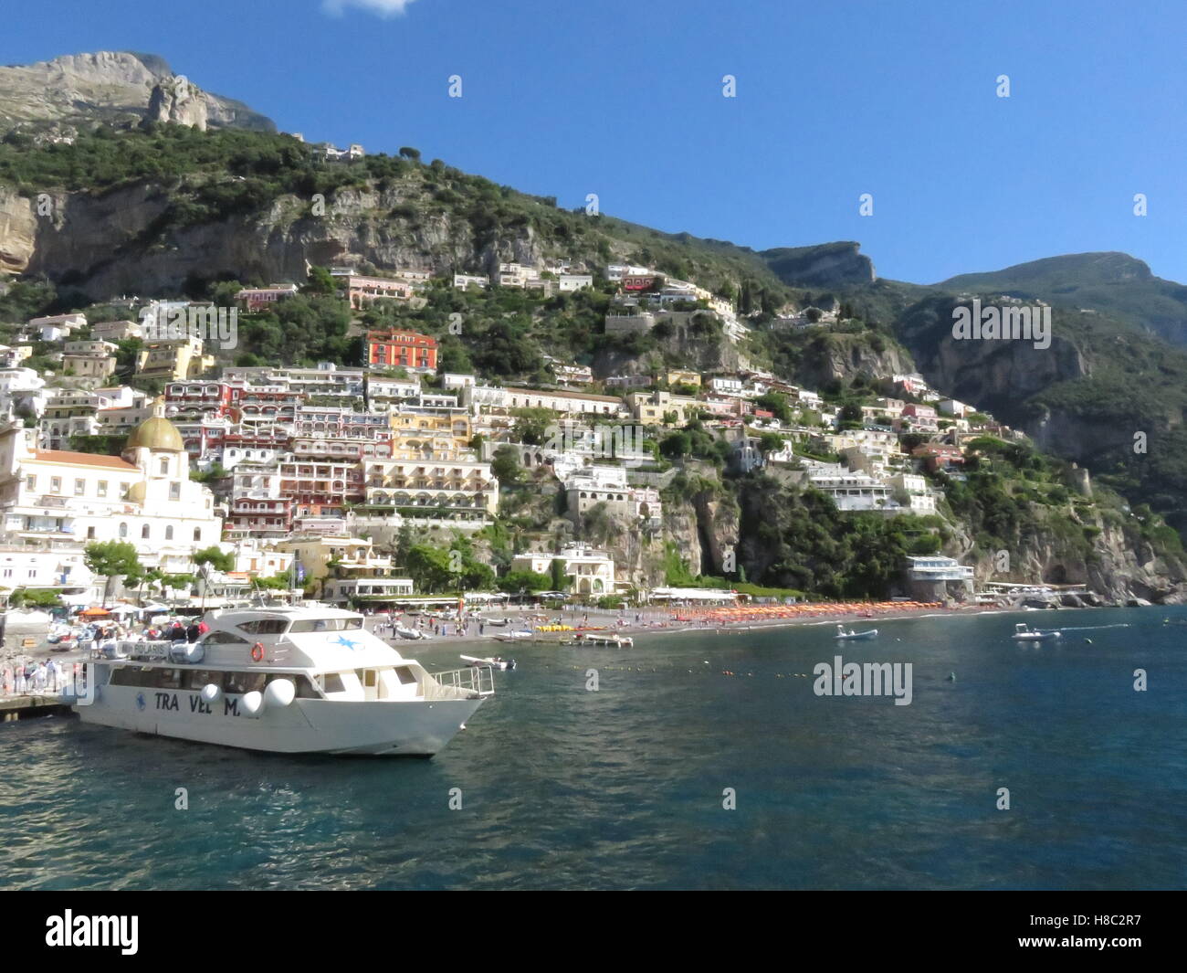 View of Positano town from the sea Stock Photo - Alamy