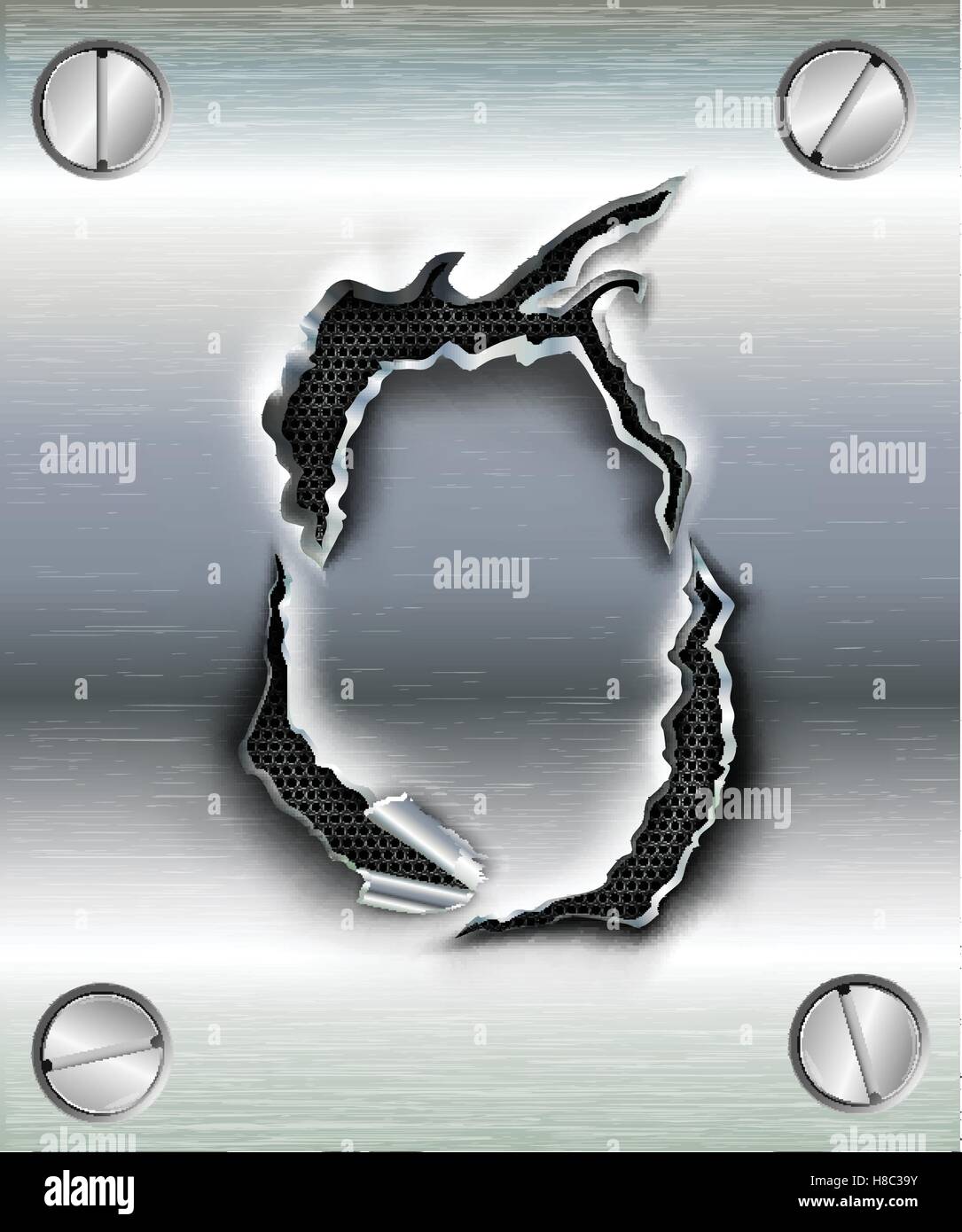 Alphabet letters and torn in the metal with shadow Stock Vector Image ...