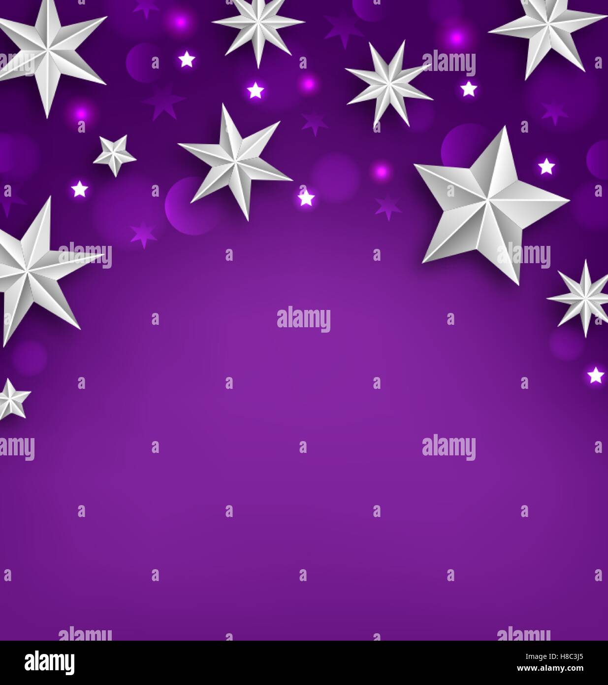 Illustration Purple Abstract Celebration Background with Silver Stars ...