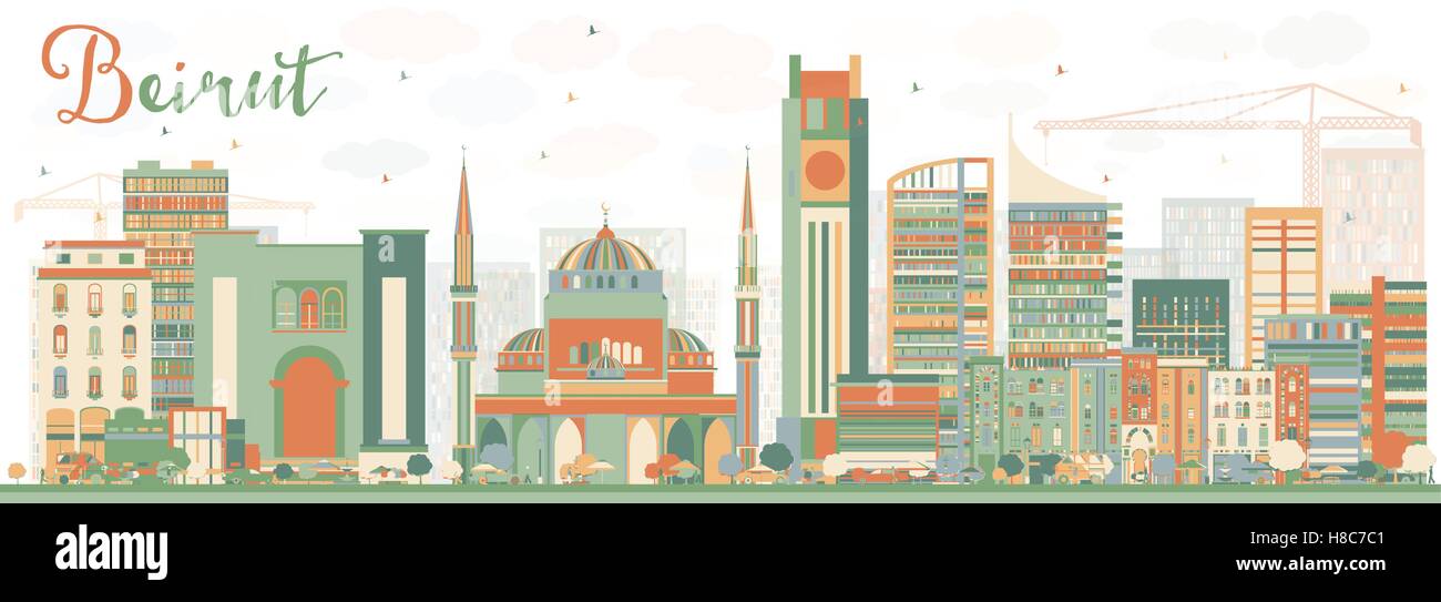 Abstract Beirut Skyline with Color Buildings. Vector Illustration ...