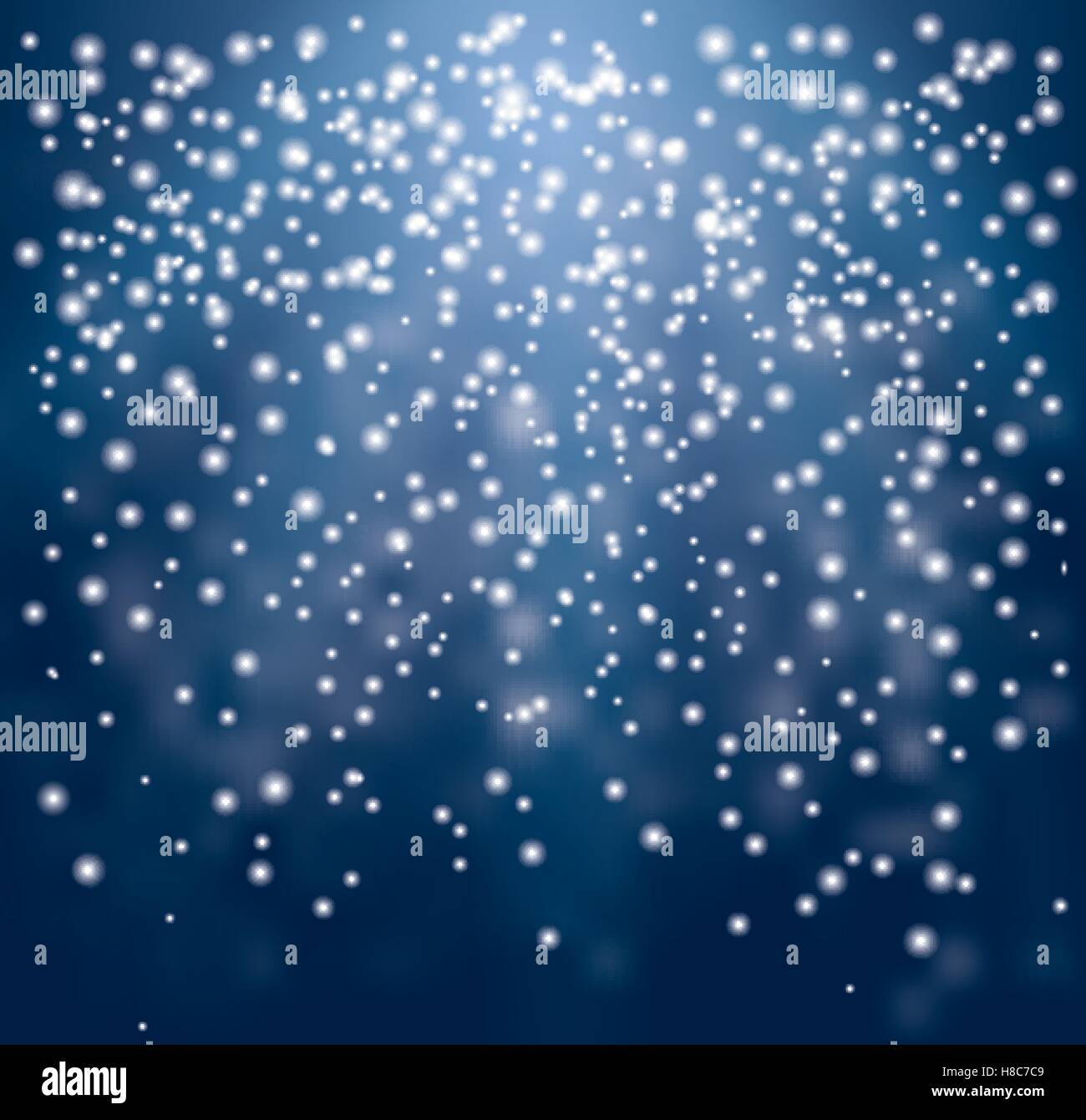 White transparent Falling Christmas sparks on blue background. Neon ...