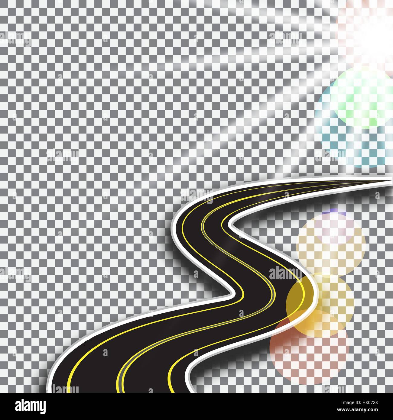 Road with yellow markings, receding into the distance. Abstract 3d ...