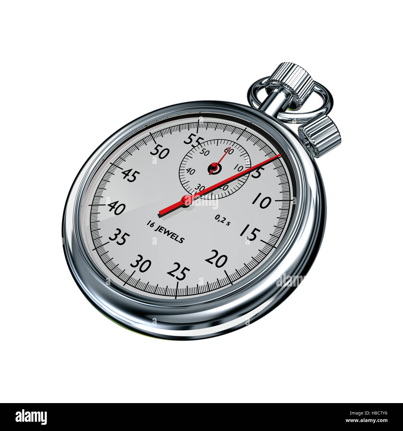 Silver stopwatch on white background Stock Photo - Alamy