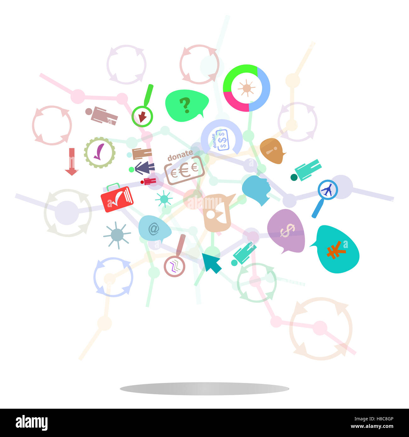 thin line icon with flat design element of business chart, success ...