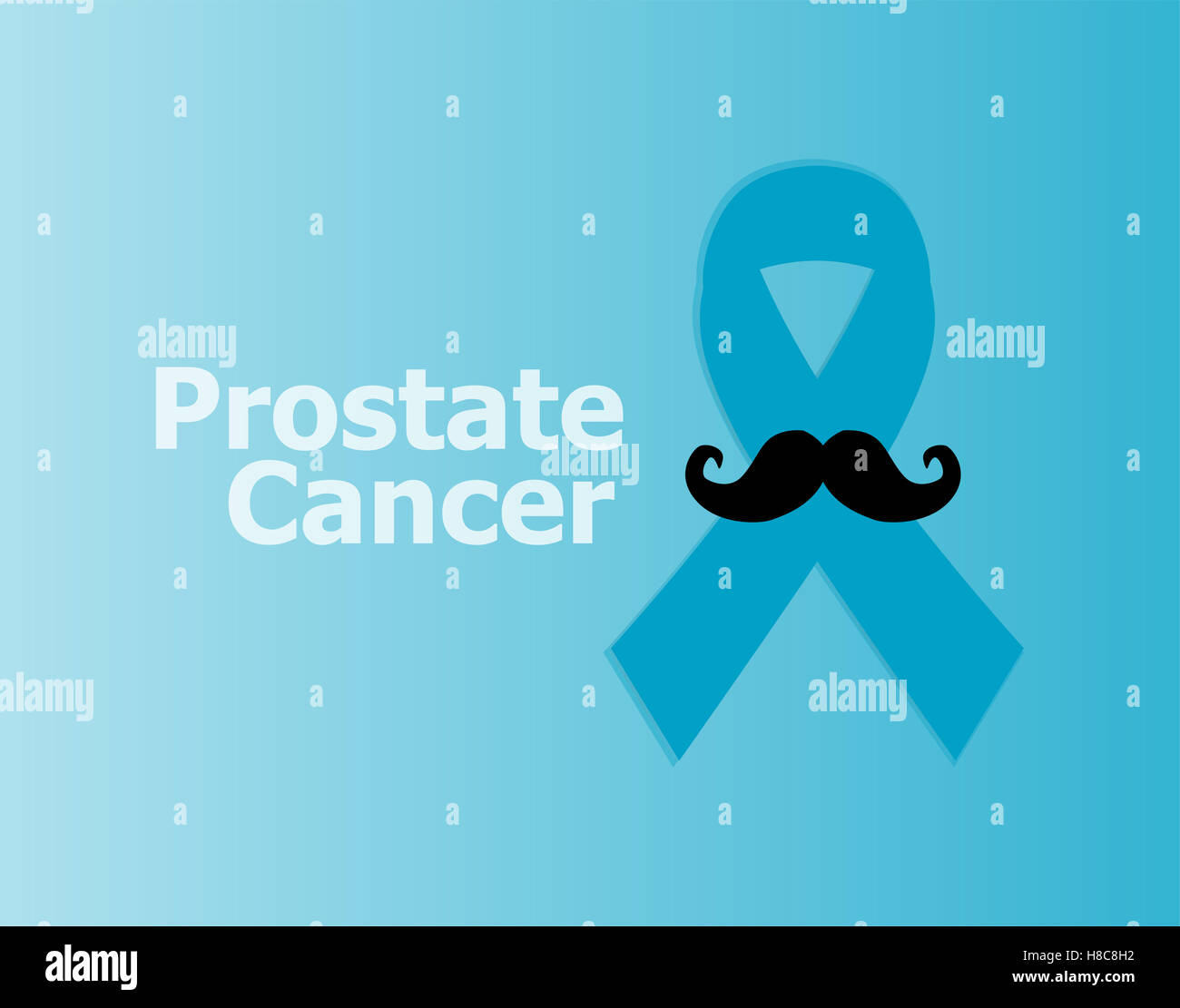 Prostate cancer ribbon awareness on blue background. Light blue ribbon ...