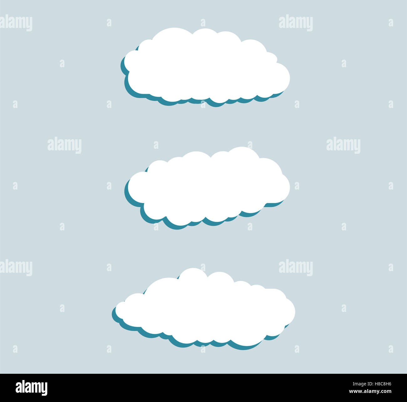Set of white sky, clouds. Cloud icon, cloud shape. Set of different ...