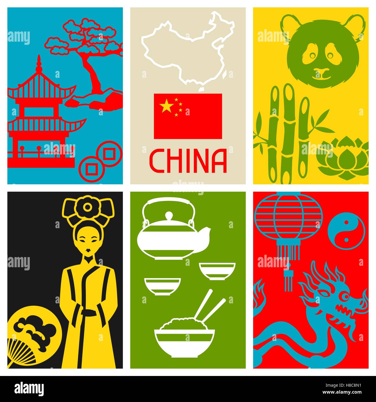 China map design chinese symbols Stock Vector Images - Alamy