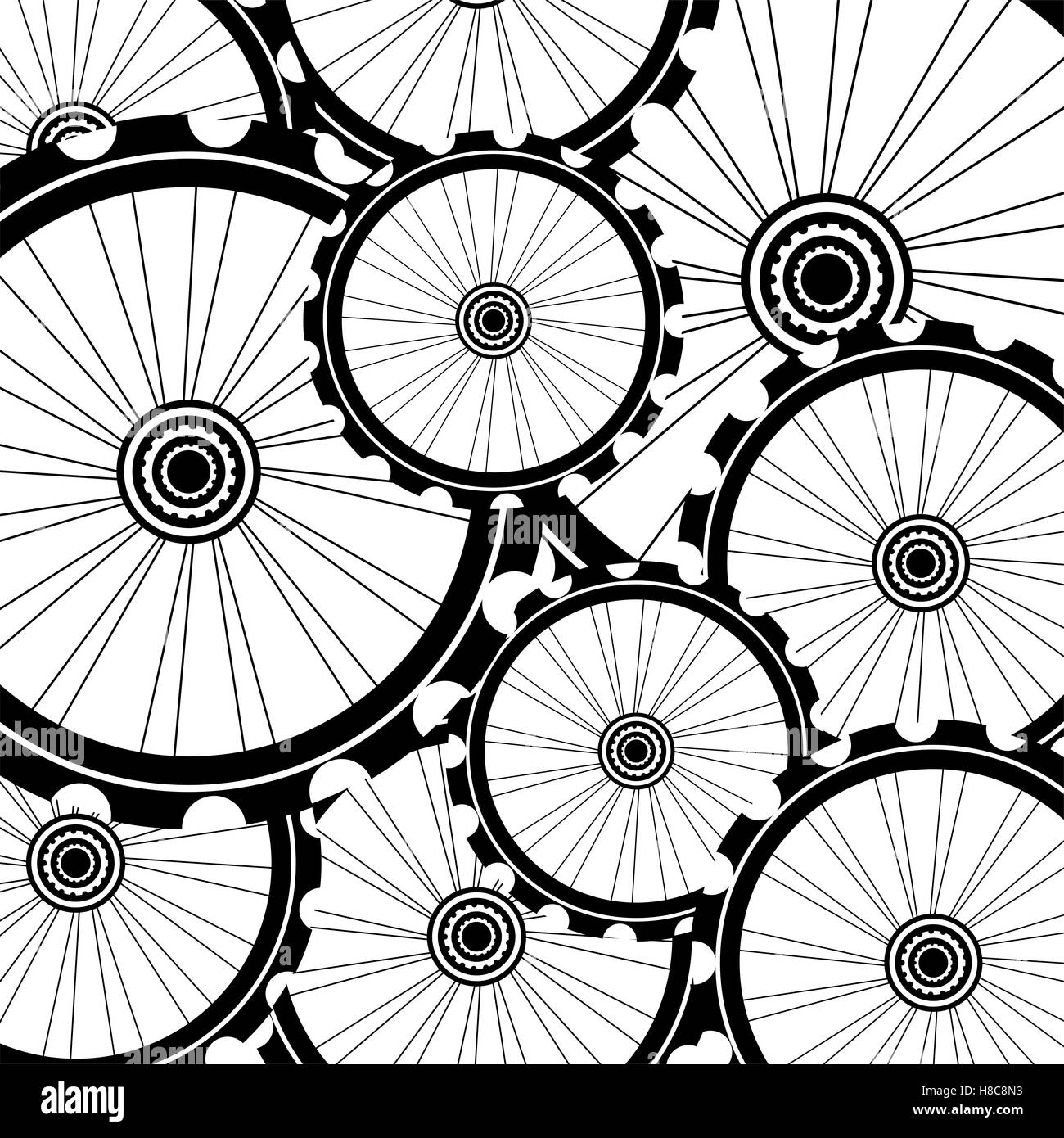 road and mountain bike wheels and tires pattern Stock Photo - Alamy