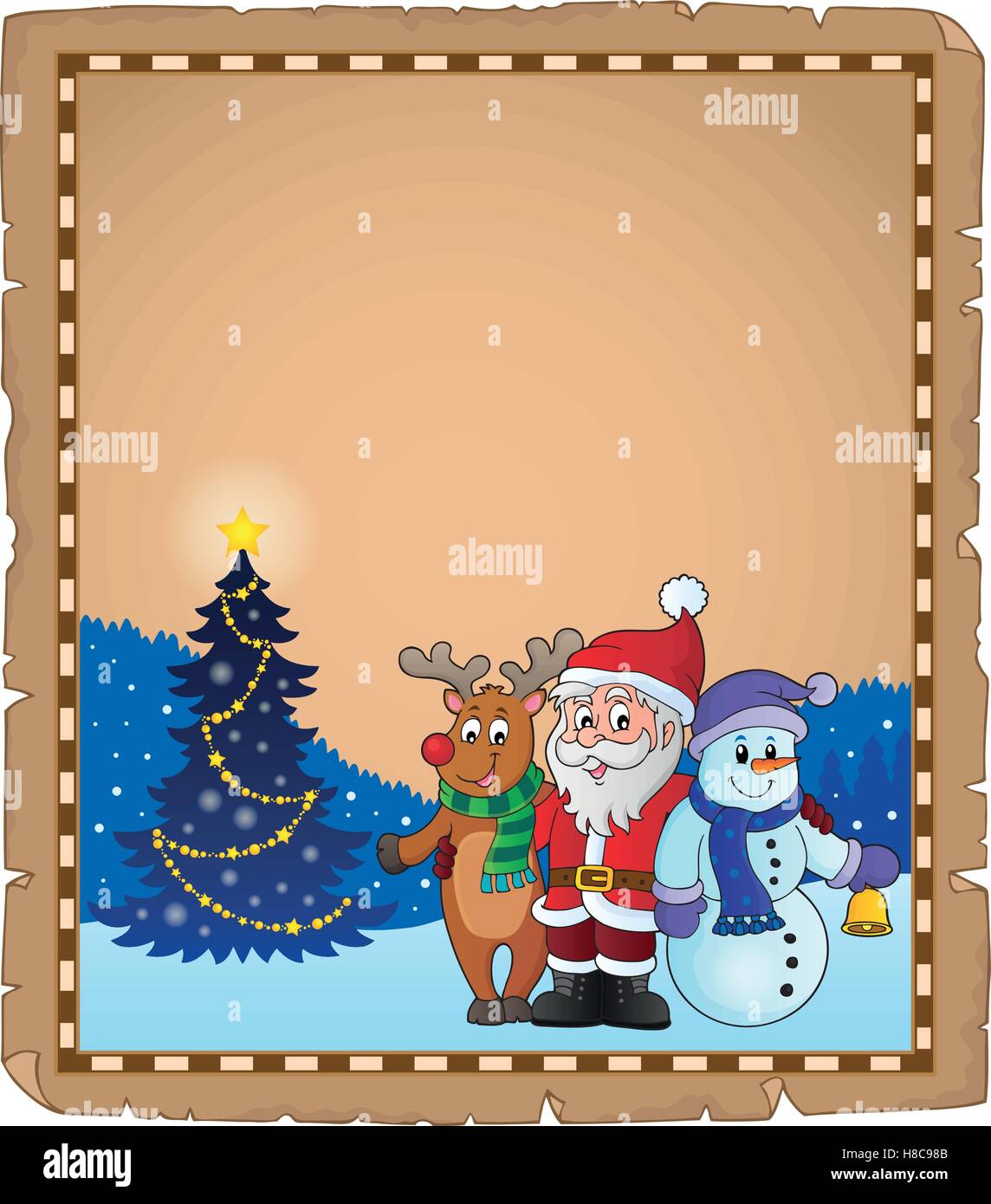 Christmas characters theme parchment 2 - eps10 vector illustration ...