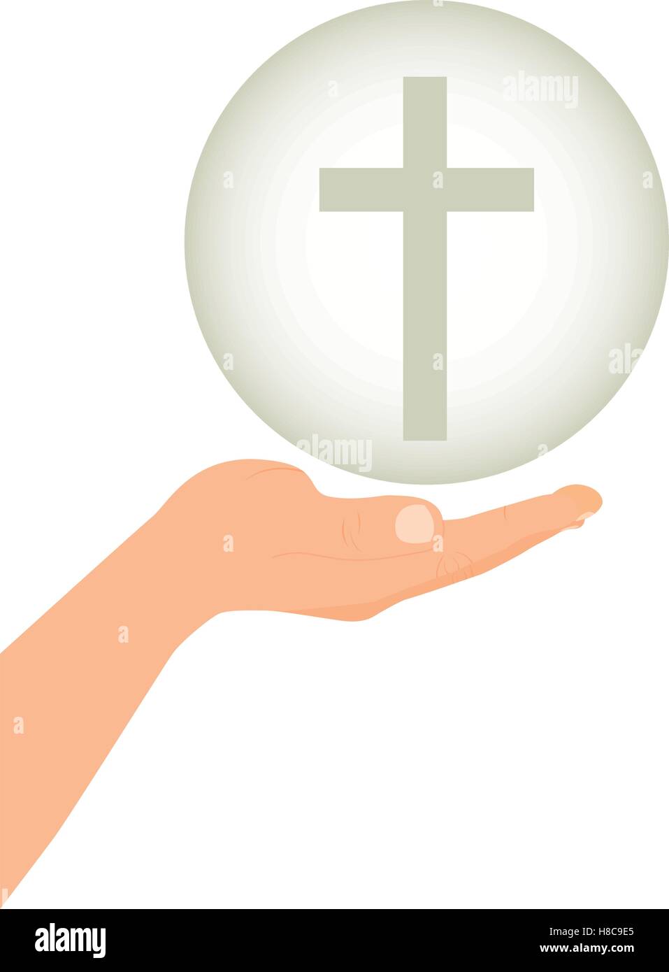 crucifix and hand christian or catholic icon image vector illustration ...