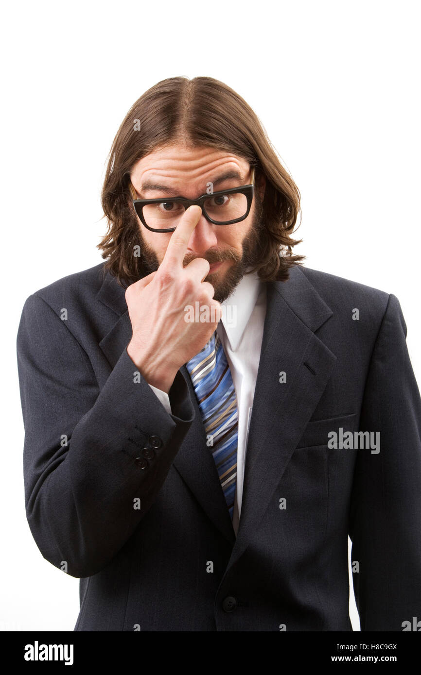 Geeky business man Stock Photo - Alamy