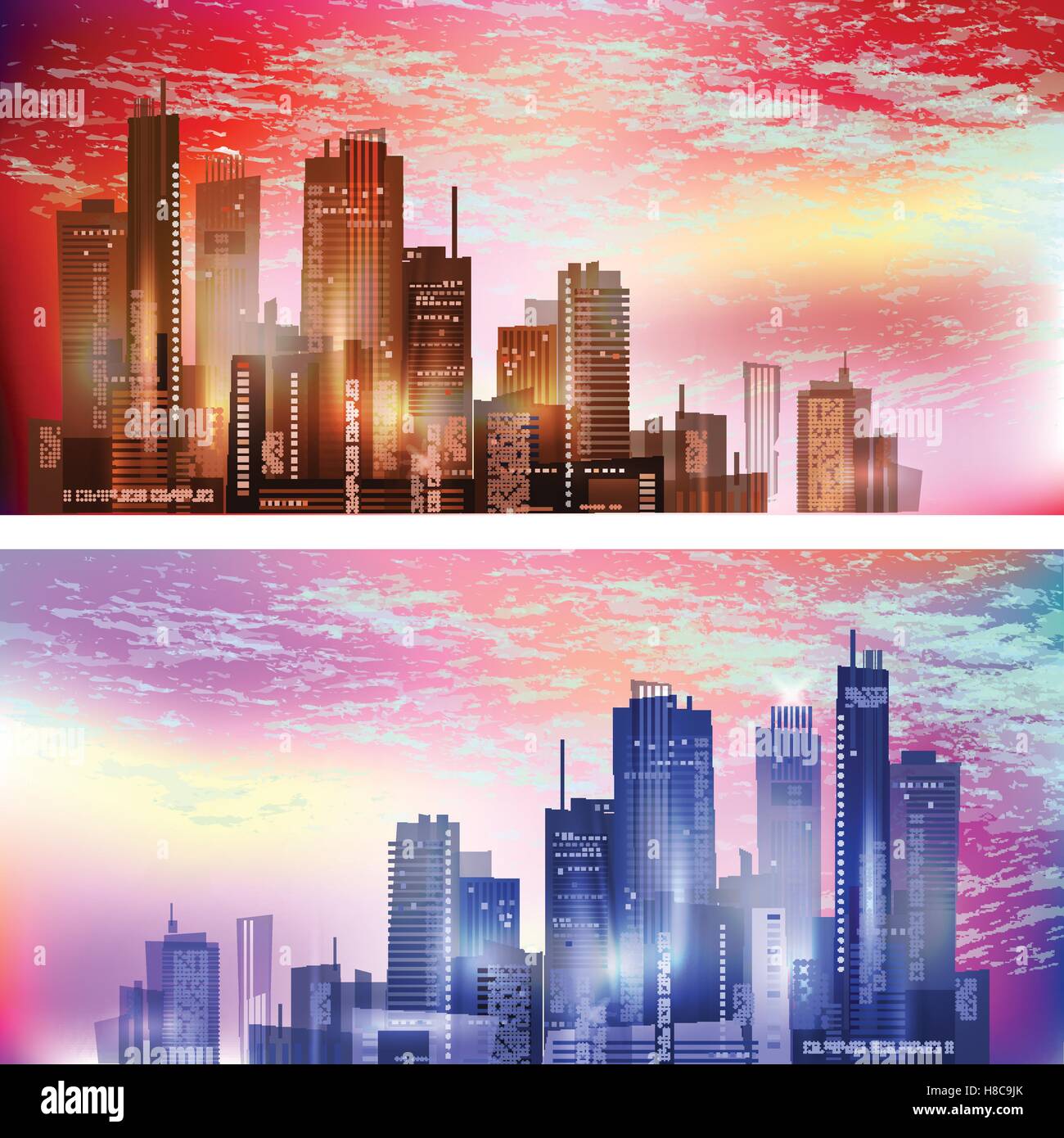 Modern city landscape at night header set Stock Vector Image & Art - Alamy