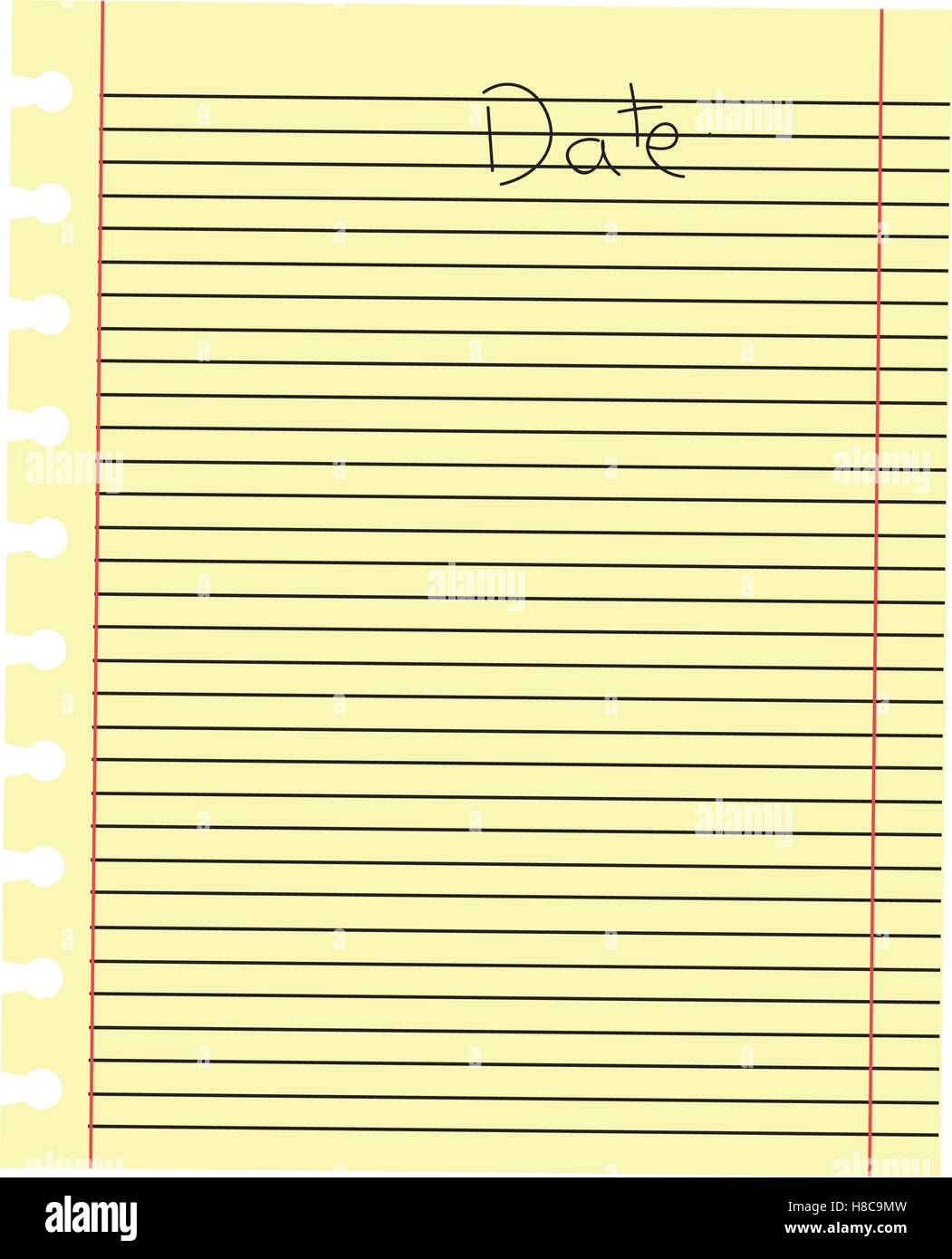 lined sheet of paper with date written on it icon image vector ...