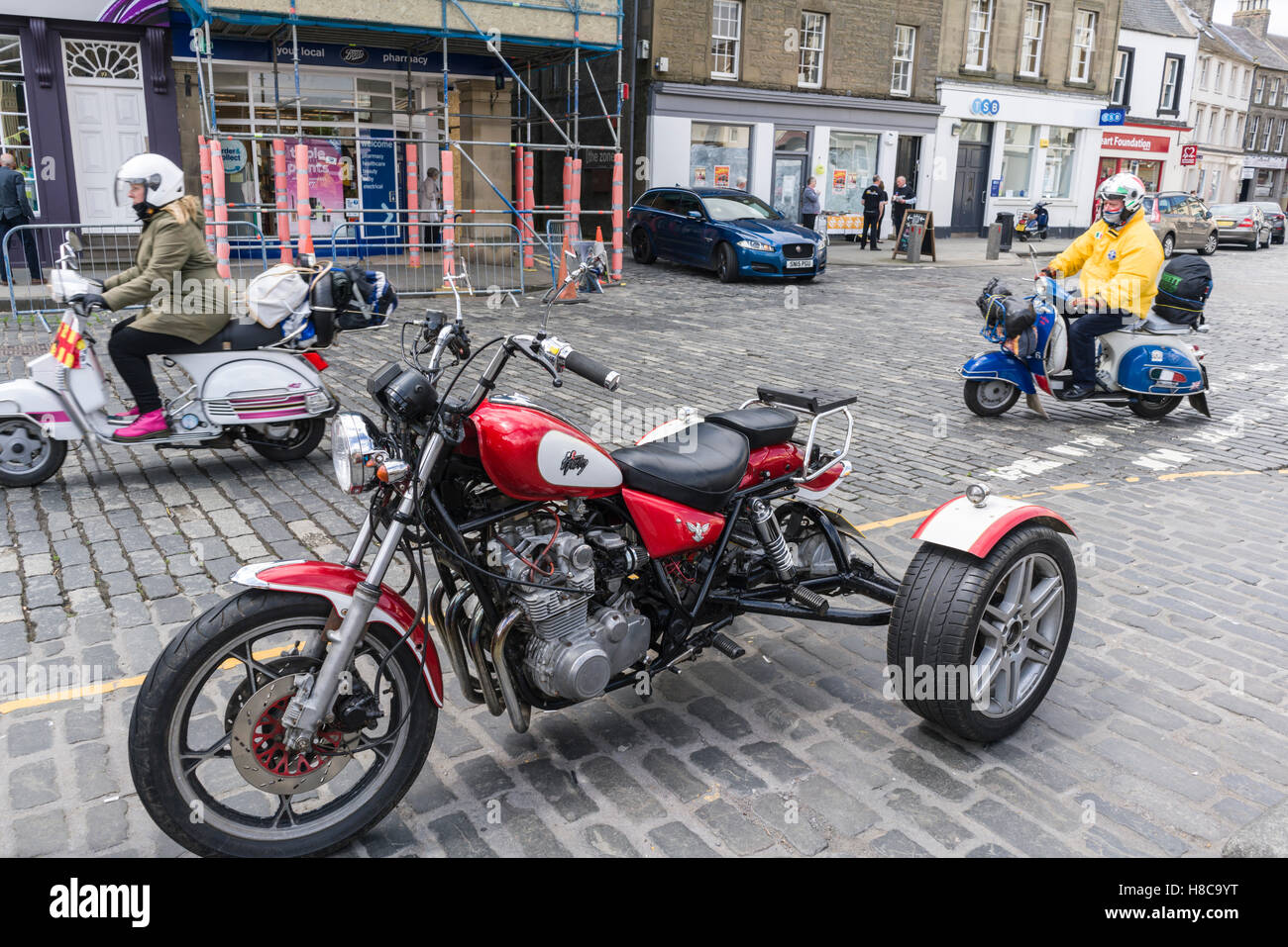 Kelso, Scotland, market square - scooter and motorbike rally Stock ...
