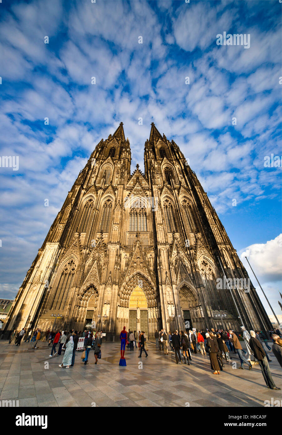 Cologne Cathedral or Dom - the West Front from the square by evening ...