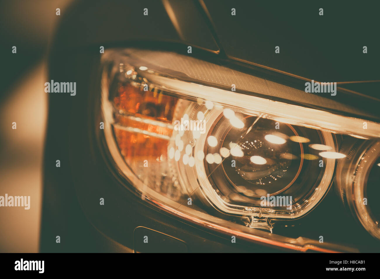Close up shot of a car's LED headlight Stock Photo - Alamy