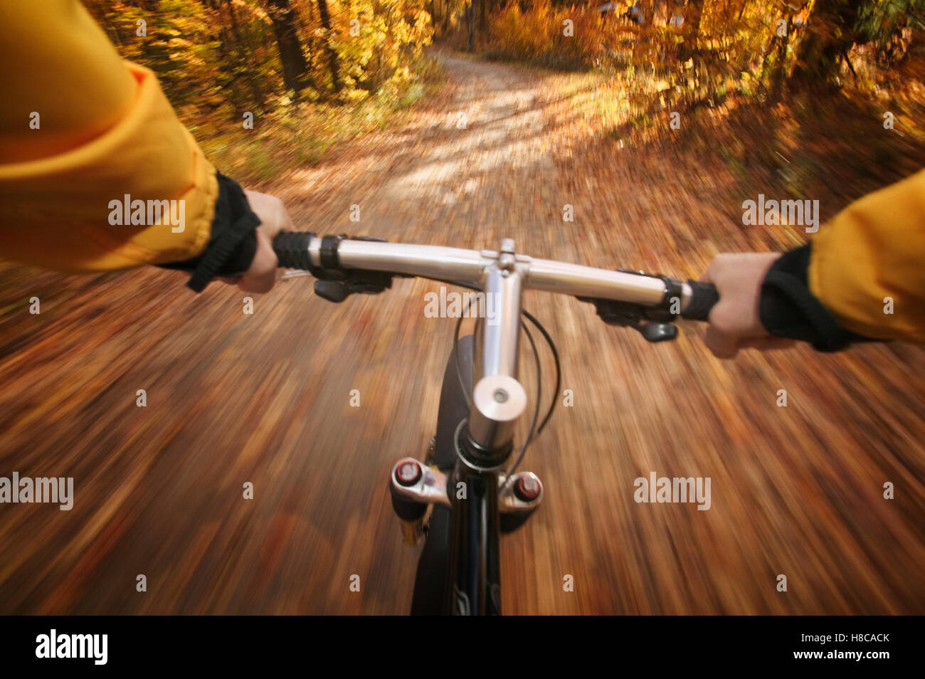 biker perspective while riding down a road Stock Photo - Alamy
