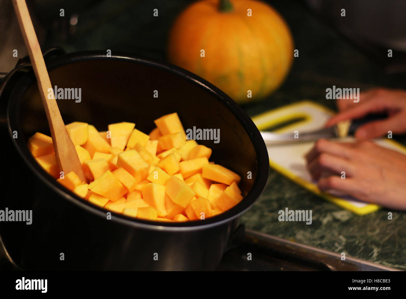 pumpkin cubes sliced Stock Photo - Alamy