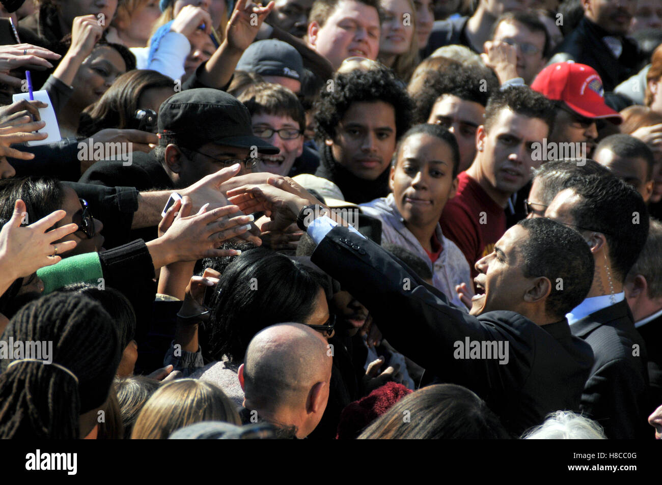 Democratic presidential hopeful Sen. Barack Obama at a rally in Rodney ...