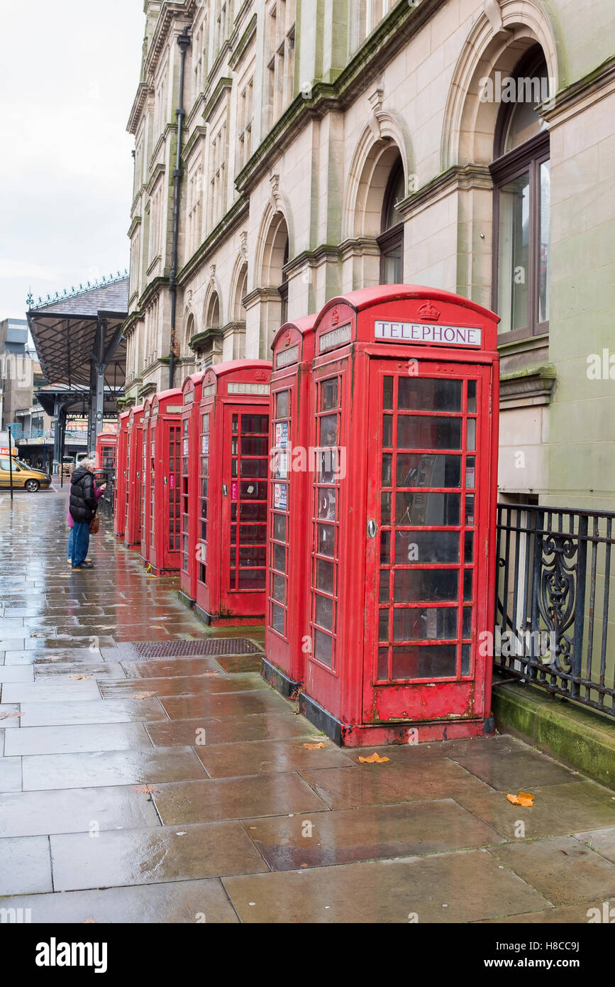 A row of Telephone boxes Stock Photo - Alamy