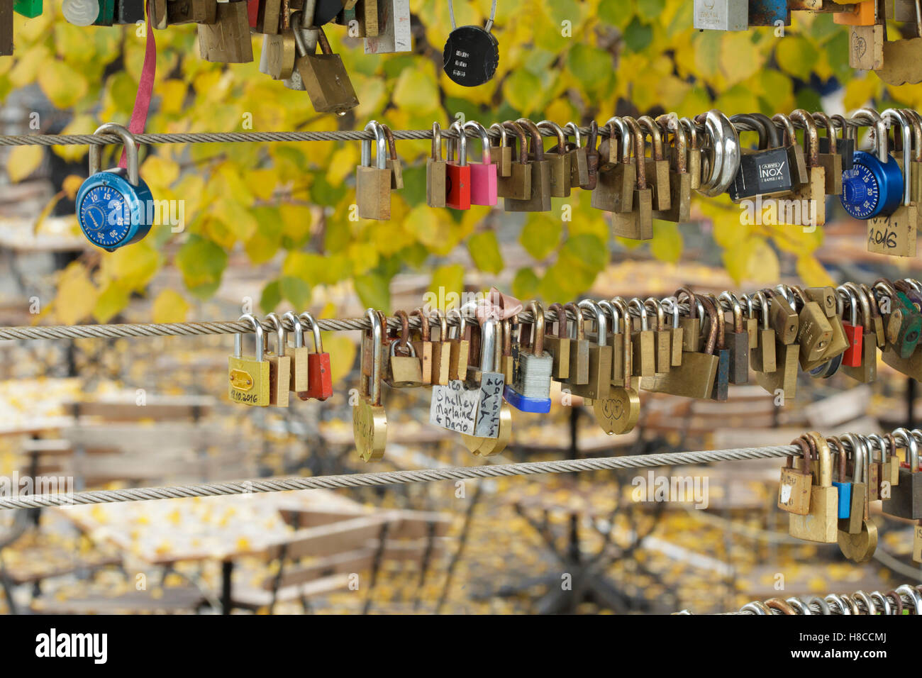 Padlocks on bridge over canal hi-res stock photography and images - Alamy