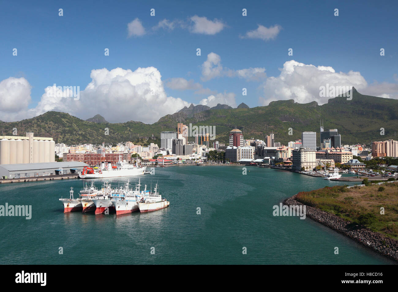 Port, bay and city. Port Louis, Mauritius Stock Photo - Alamy
