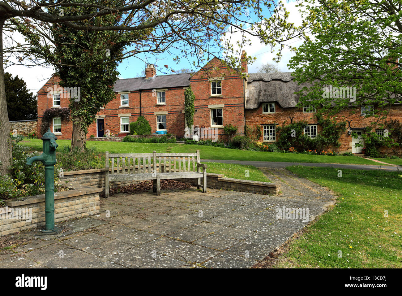 Village green and war memorial. Great Easton village; Leicestershire ...