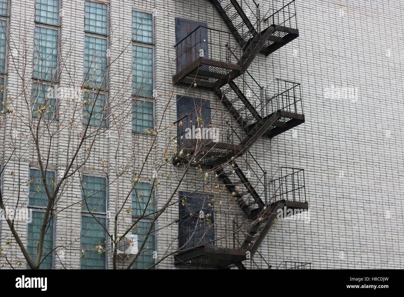 Retro brick building window Stock Photo - Alamy
