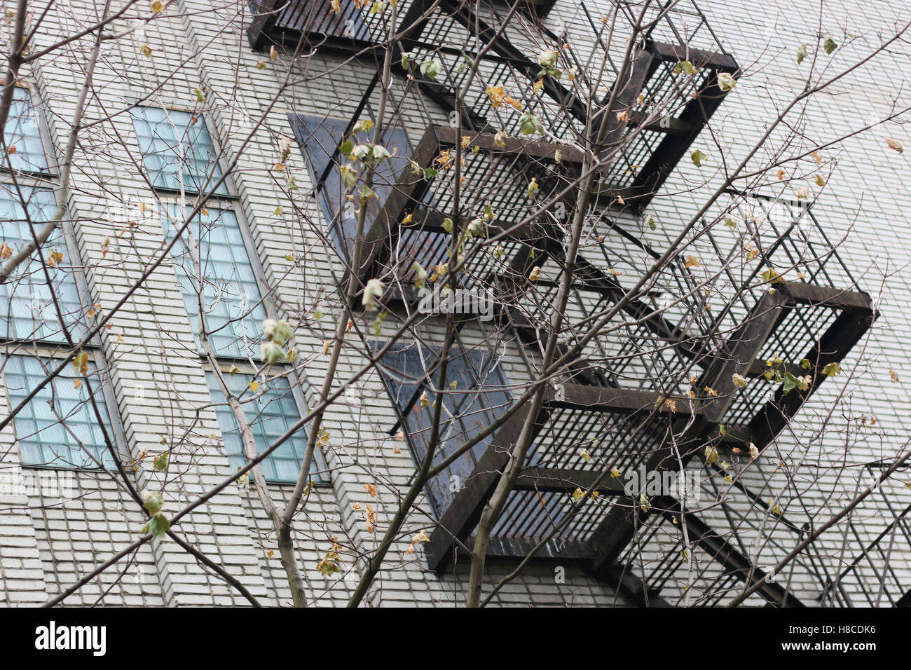 Retro brick building window Stock Photo - Alamy