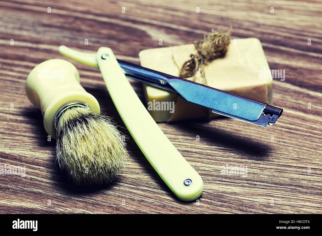 razor sharp soap brush Stock Photo - Alamy