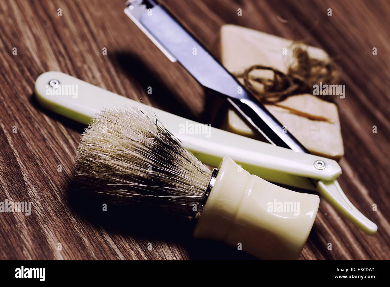 razor sharp soap brush retro Stock Photo - Alamy