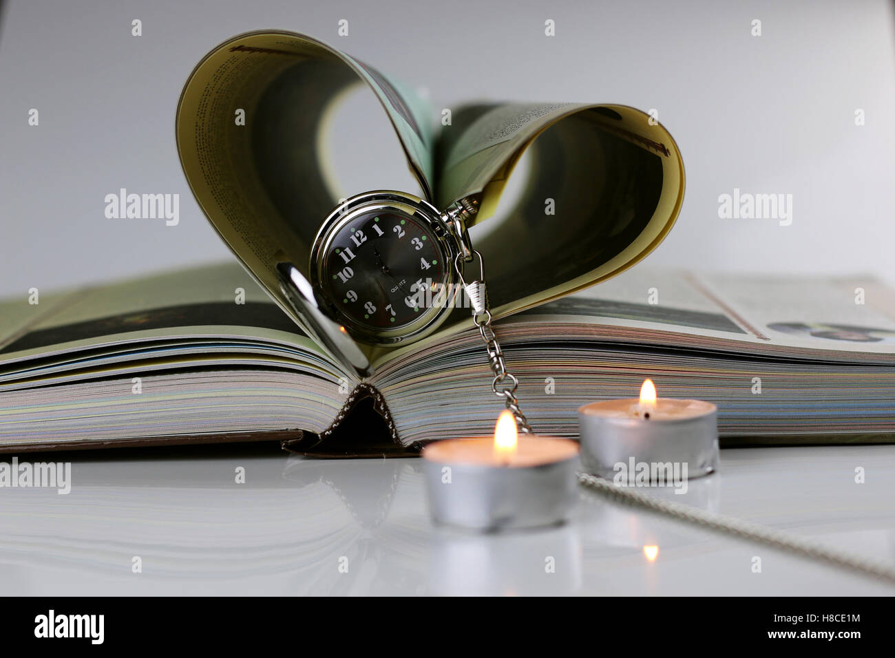 Old Book Watch Candle Quill High Resolution Stock Photography and ...