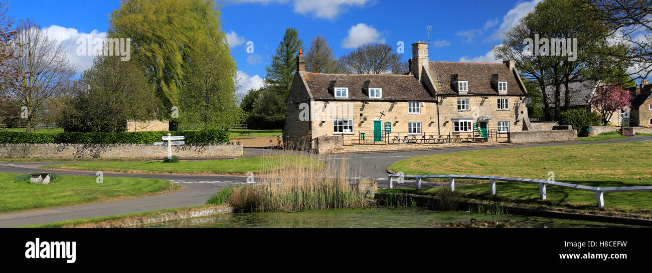 Spring, the village green at Barrowden village, Rutland County, England ...