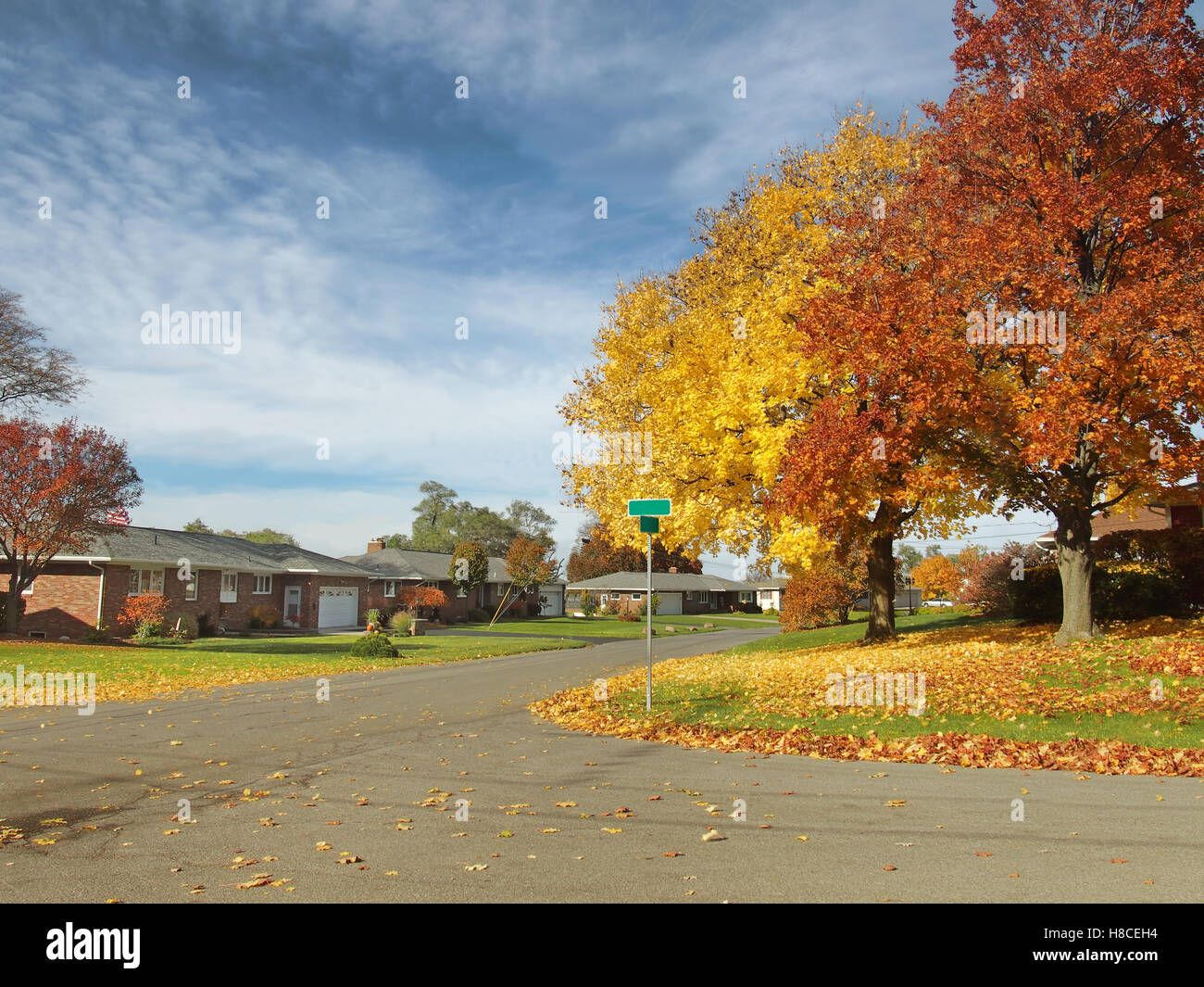 neighborhood in autumn Stock Photo - Alamy