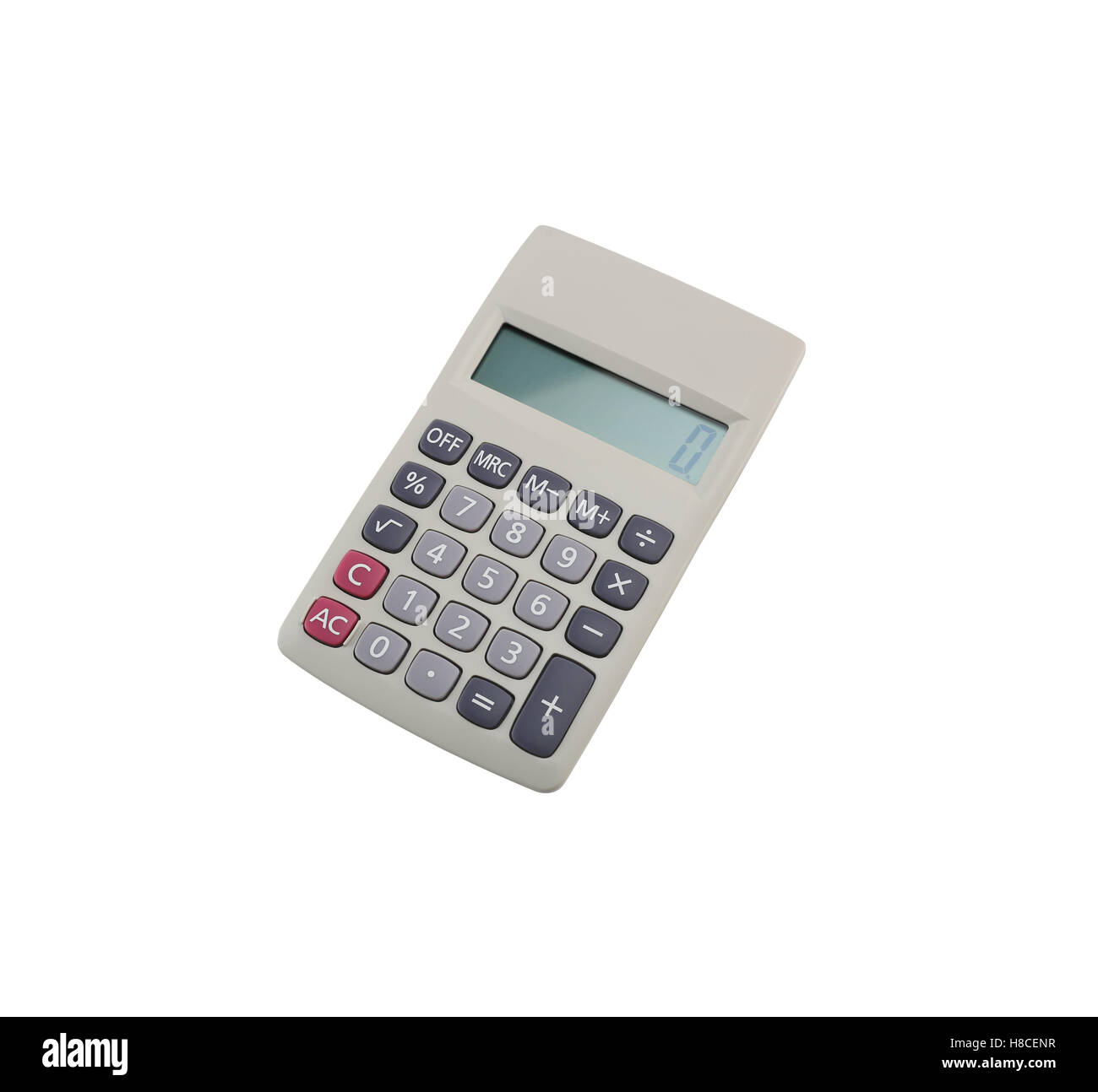 gray calculator isolated on white background and have clipping paths ...
