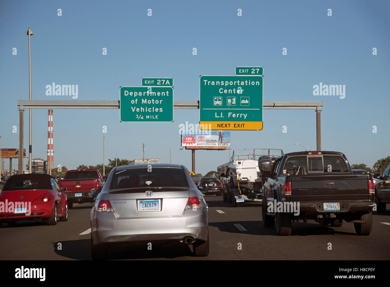 Connecticut turnpike USA Heavy traffic queuing on the I 95 the ...